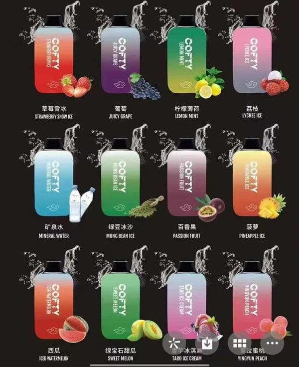 正品飞雾 COFTY 四代超冰凉一次性网红电子烟，9000口带显示屏 – 悦淘蒸汽